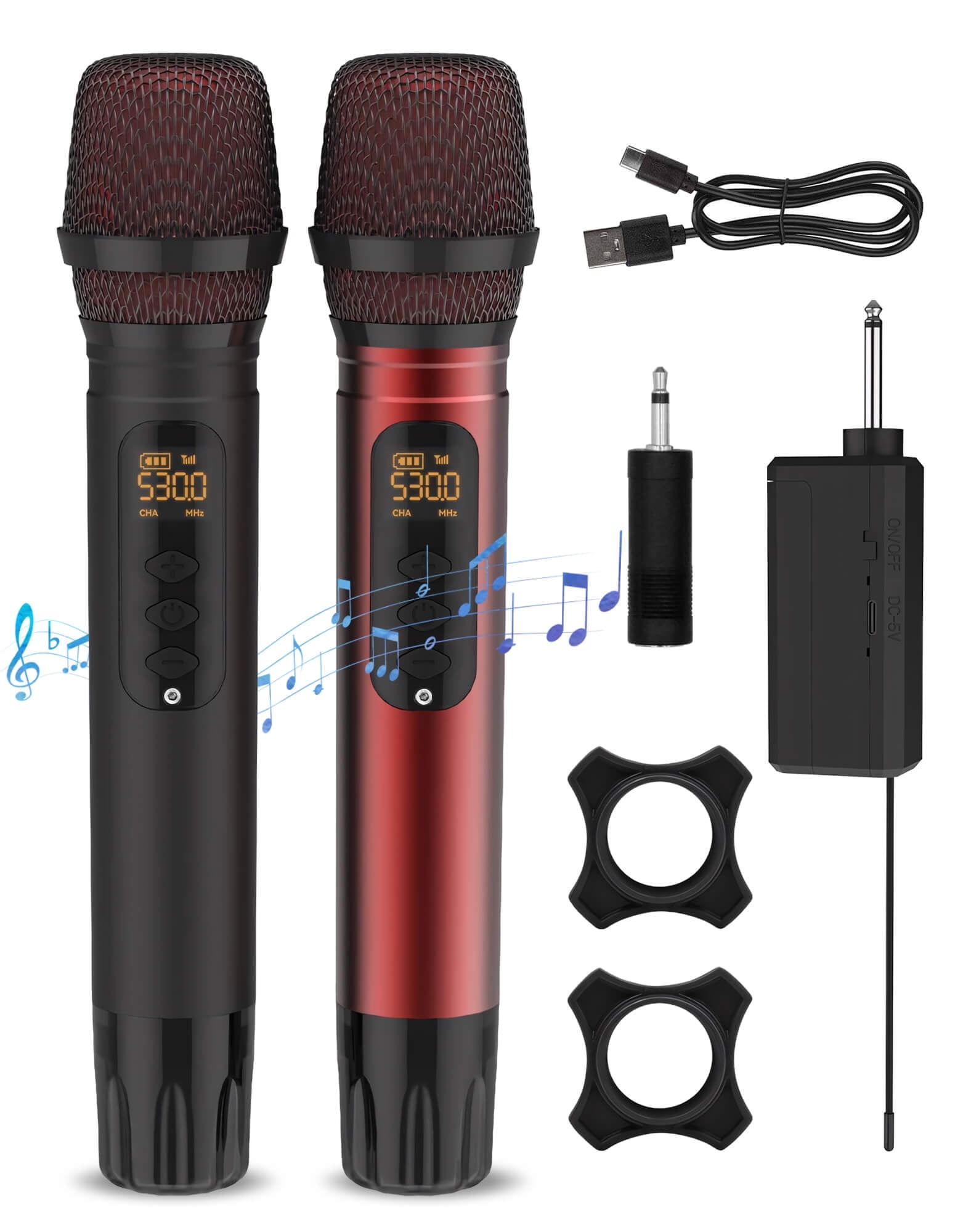 Fixdono Wireless Microphones, Rechargeable Karaoke Microphone Metal ...