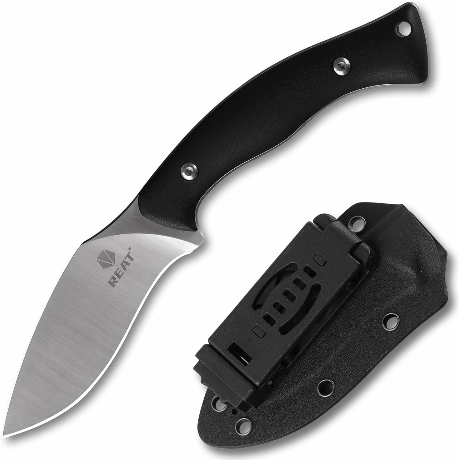 Fixed Blade Knife with Kydex Sheath, 4" D2 Steel Blade,Ergonomic G10 ...
