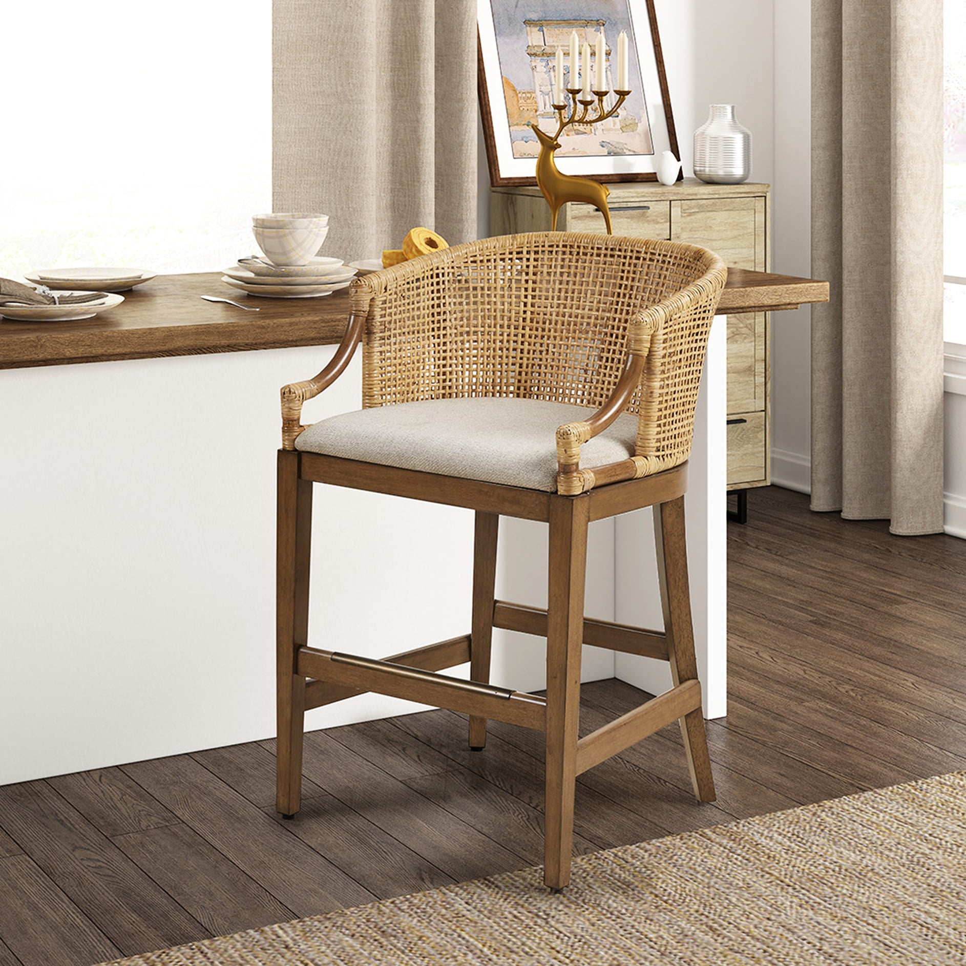 Fixed Cushioned Seat Counter Stool+Solid Wood Structure"-"Family ...