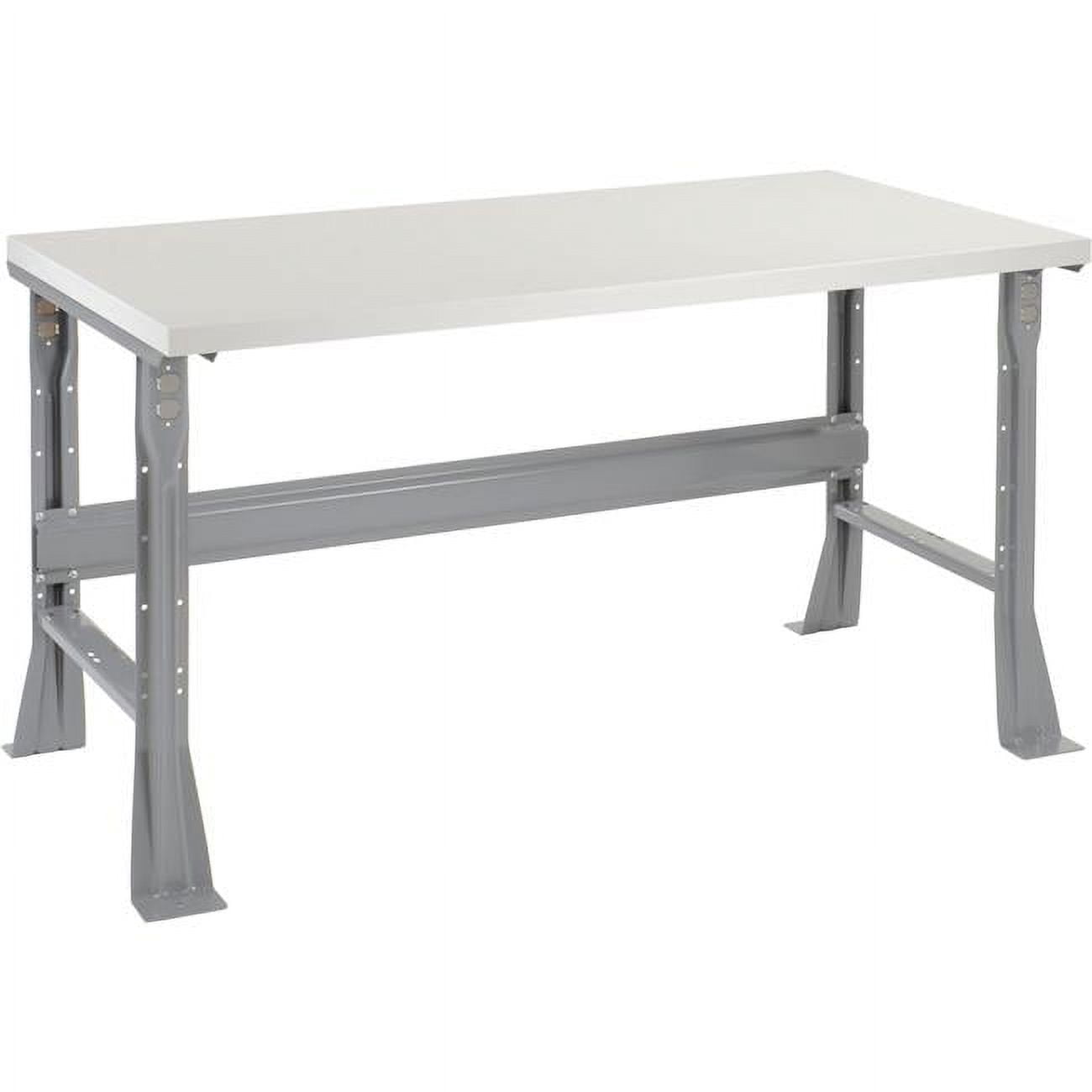 Fixed Height Workbench with Flared Leg, Laminate Square Edge - Gray ...