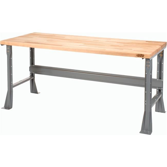 Fixed Height Workbench with Flared Leg, Maple Square Edge - Gray - 60 x ...