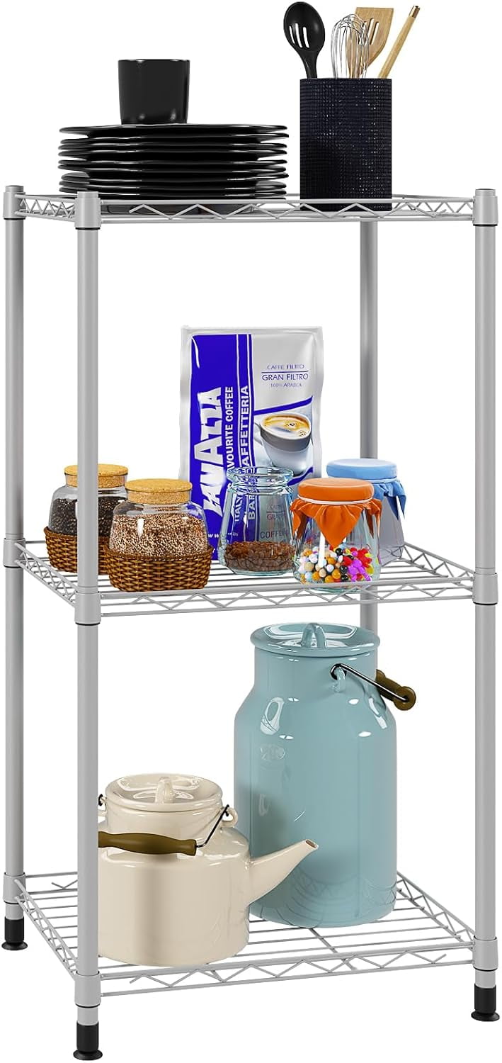 Fixed Layer Spacing Storage Shelf 3 Tier Metal Storage Rack Wire ...
