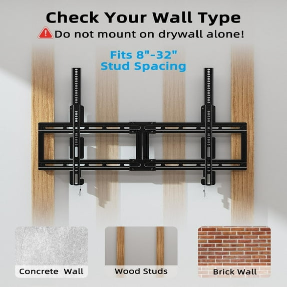 Fixed TV Wall Mount for Most 42"-100" Flat Curved TVs- 0.86'' Ultra ...