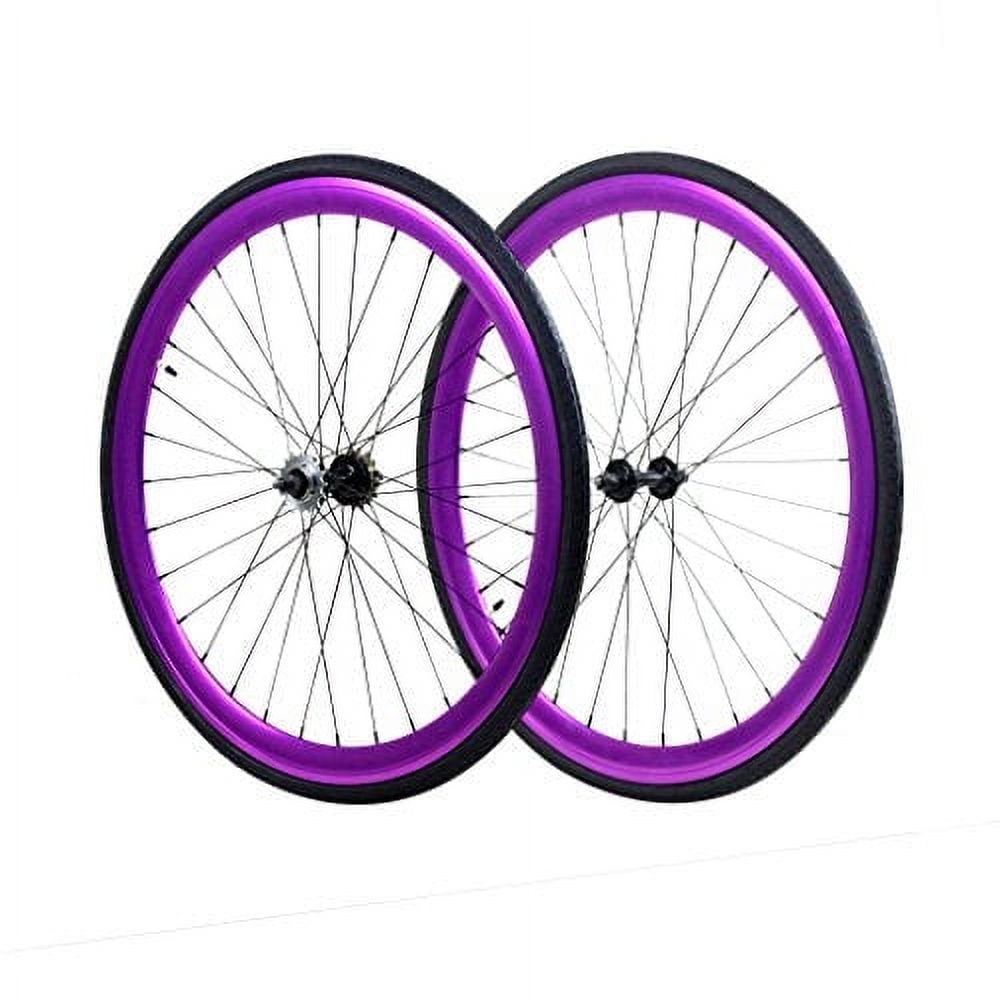 Fixie Wheels 45mm Front Bicycle Wheel, Purple, Loose Ball Bearing Hubs ...