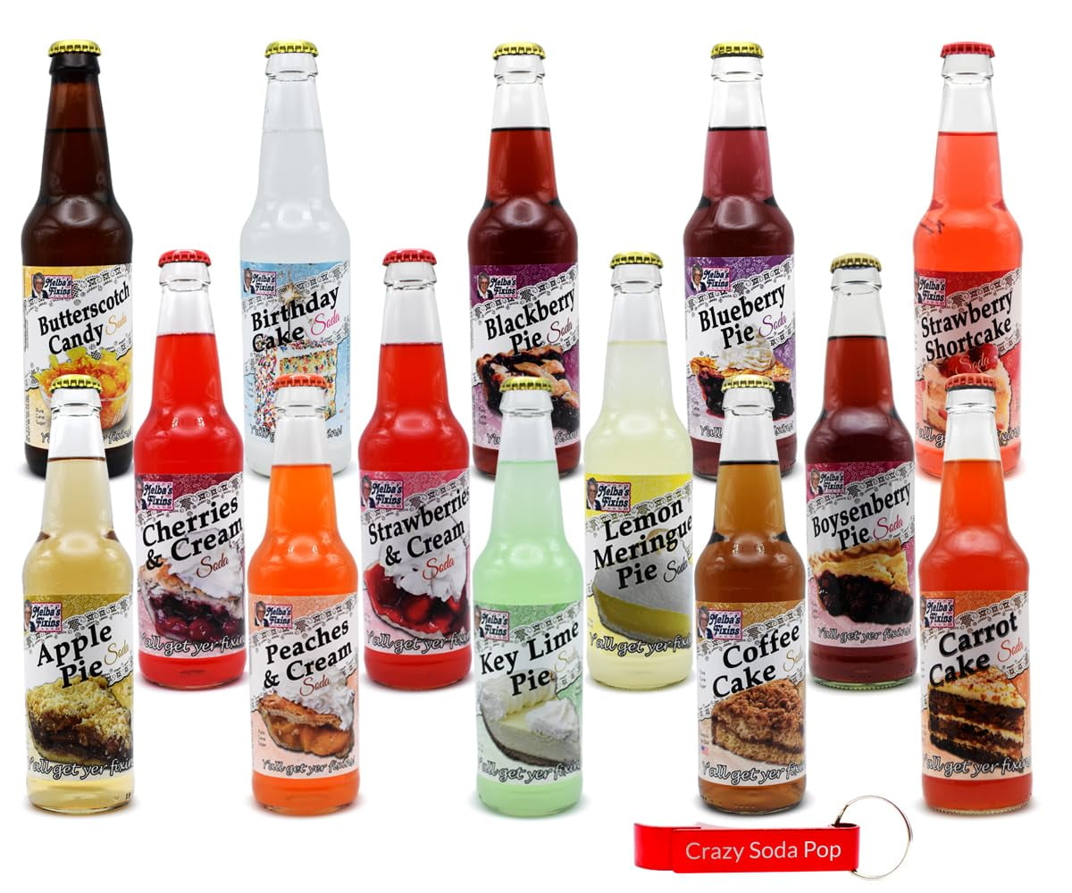 Fixins Soda 12 Pack Of Unique Pie Flavored Soda With Real Cane Sugar 12 Oz Glass Bottles In