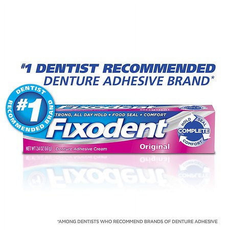 Fixodent Complete Denture Adhesive Cream, Original, 2.4 oz (3 Pack ...