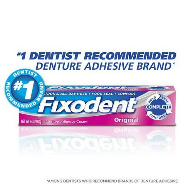 Fixodent Complete Denture Adhesive Cream, Original, 2.4 oz (3 Pack ...