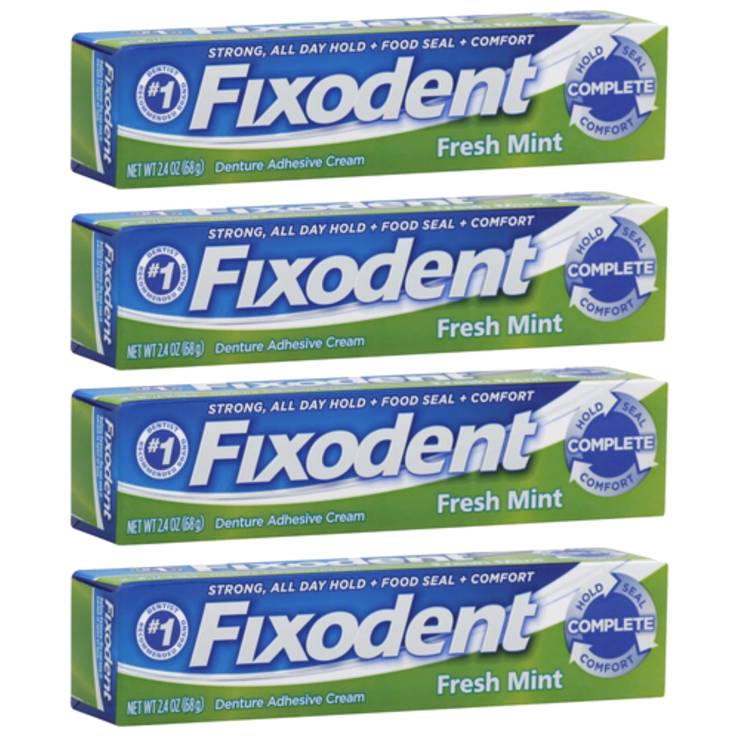 Fixodent Complete Fresh Mint Denture Adhesive Cream 2.4oz, 4 Pack ...