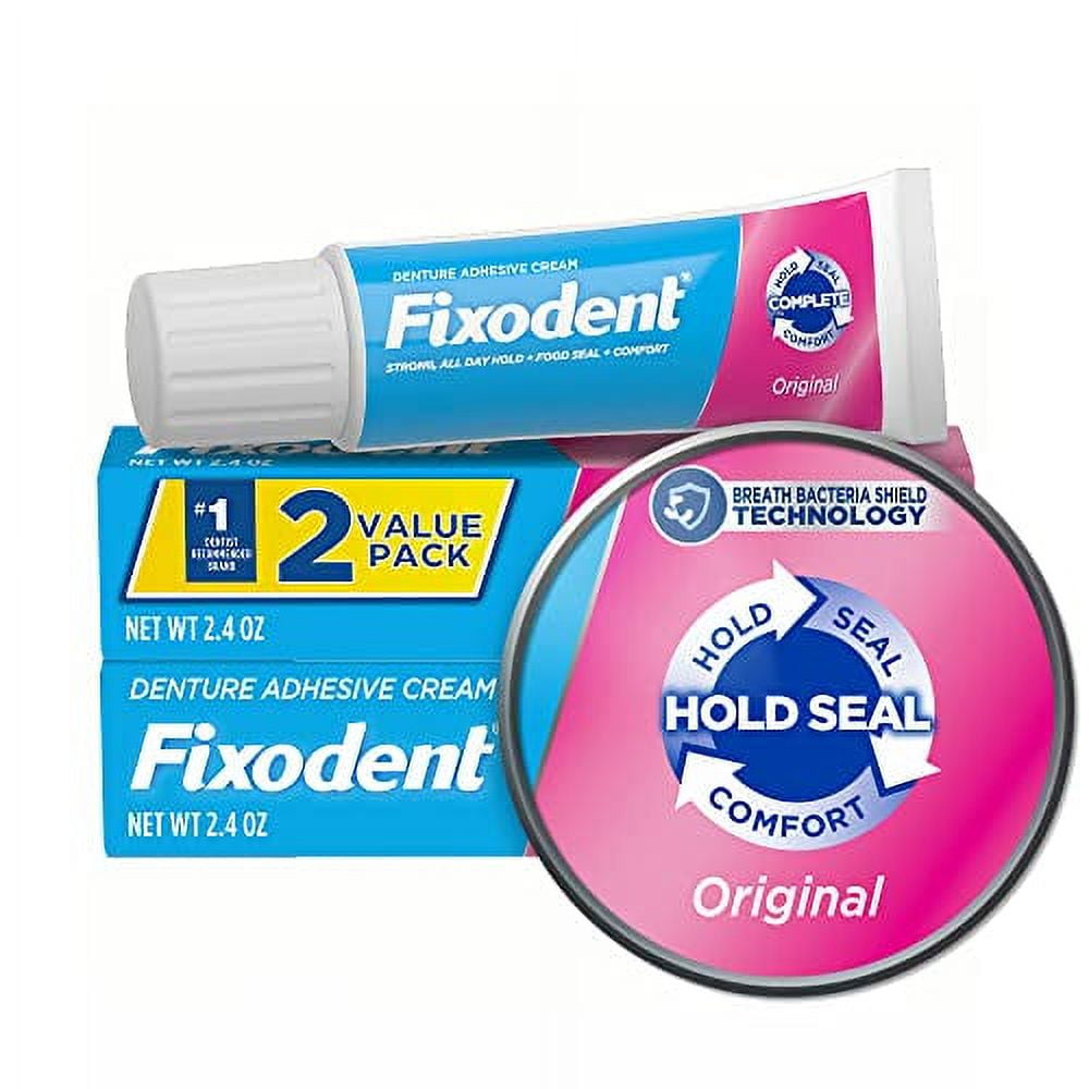 Fixodent Complete Original Denture Adhesive Cream, 2.4 oz, Pack of 2 ...