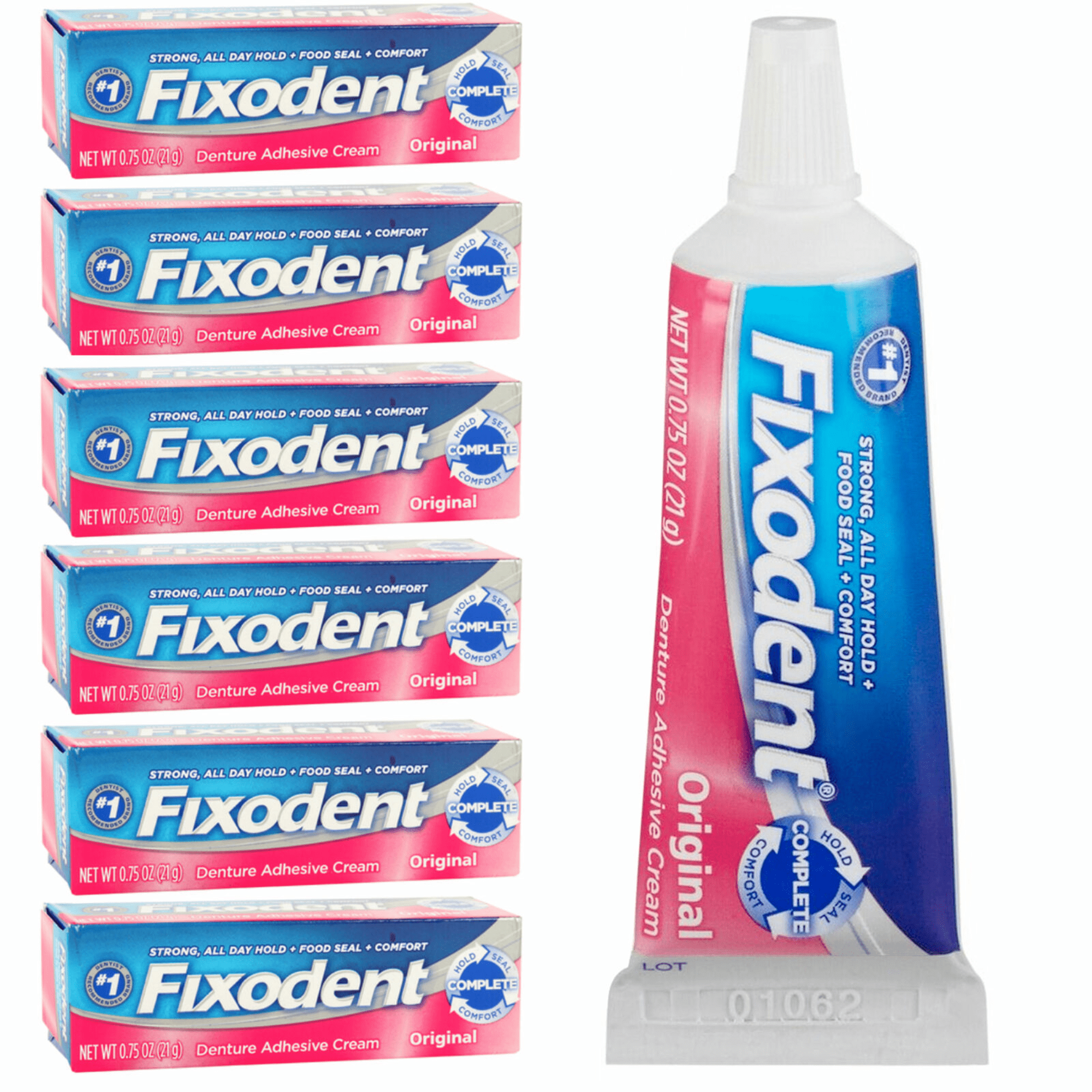 Fixodent Denture Adhesive Cream, Original Strong Hold and Comfort, 0.75 ...