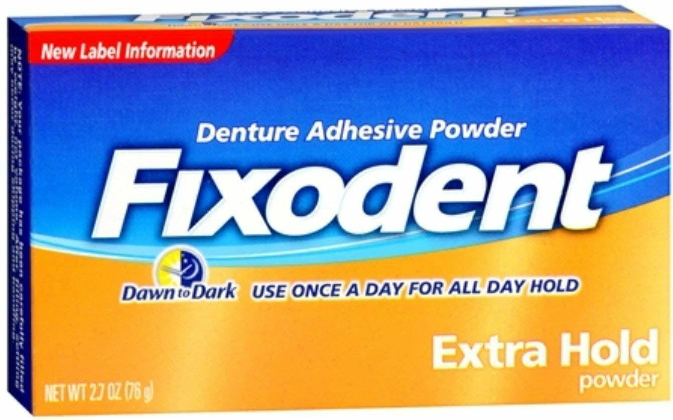 Fixodent Extra Hold Denture Adhesive Powder with Breath Bacteria Shield ...