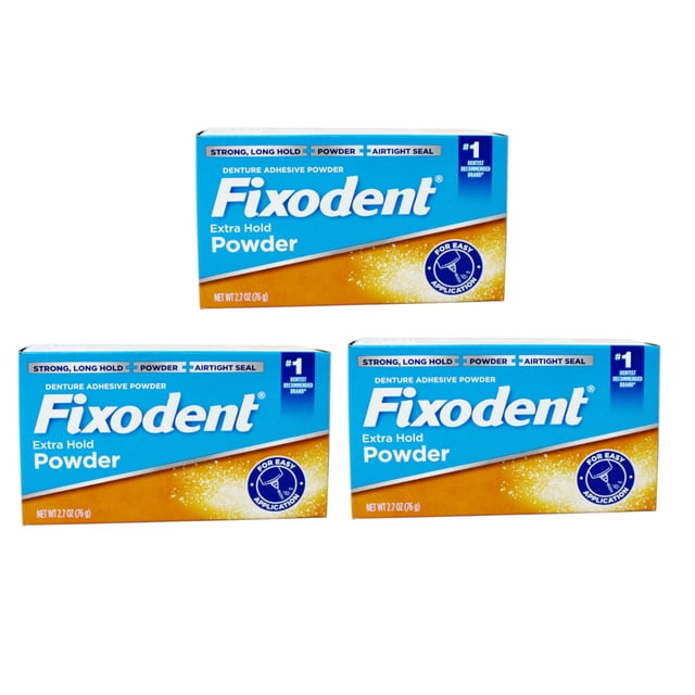 Free Strength Fixodent Denture Adhesive Powder Extra Hold 2.70 oz Pack ...