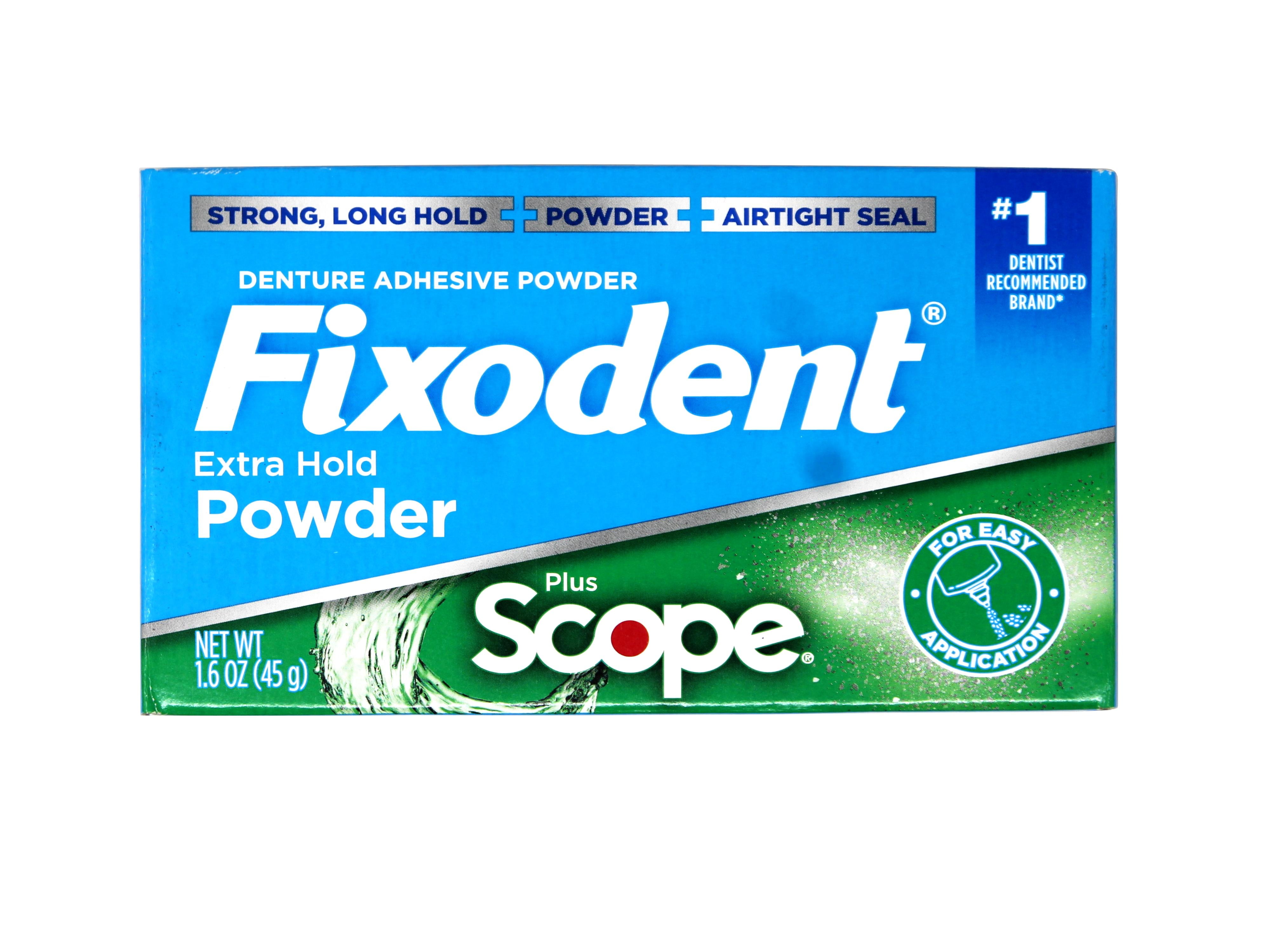 Fixodent Denture Adhesive Powder, Extra Strong, Plus Scope, Strong ...