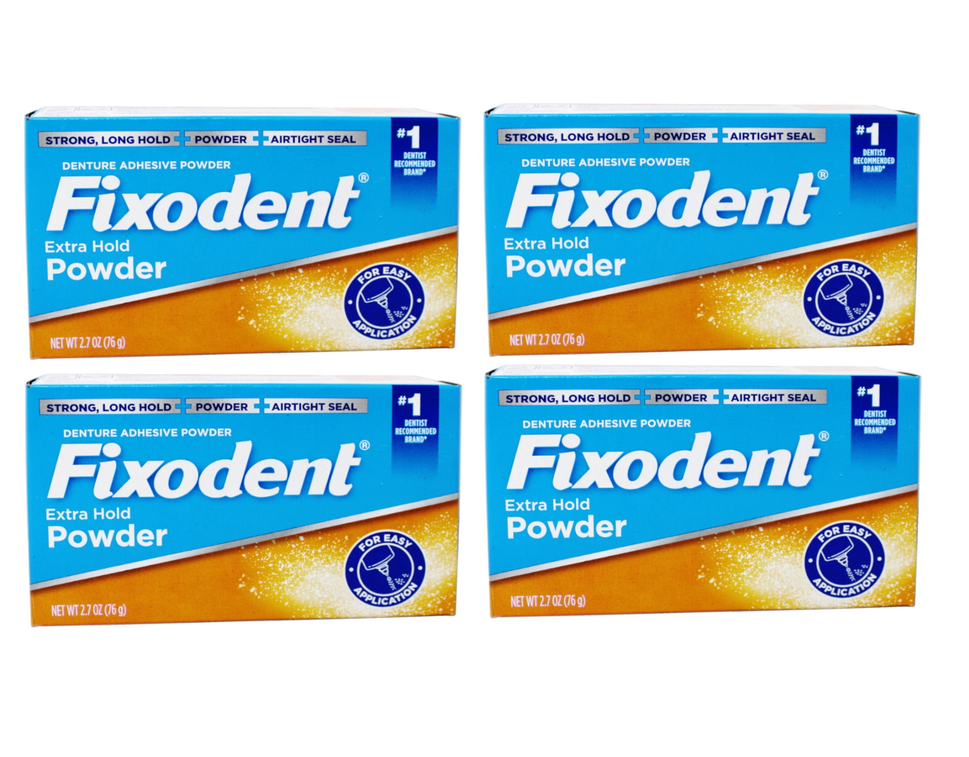 Fixodent Extra Hold Denture Adhesive Powder, 2.7 oz (4 Pack) (Bundle ...