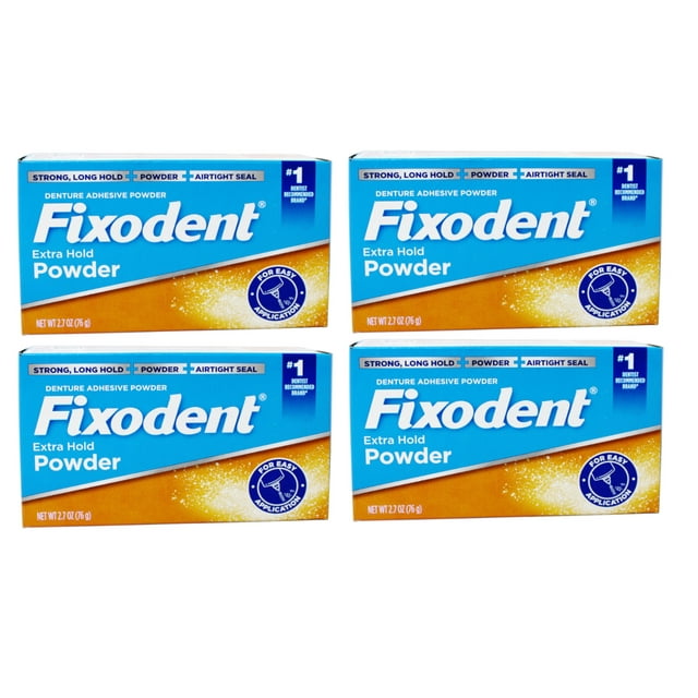 Fixodent Extra Hold Denture Adhesive Powder, 2.7 oz (4 Pack) (Bundle ...