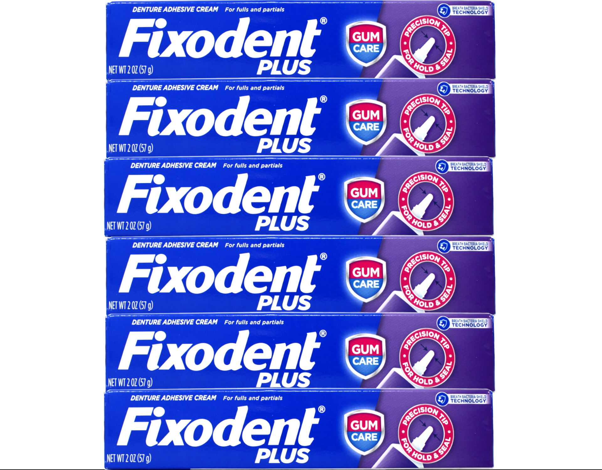 Fixodent Plus Denture Adhesive Cream Gum Care - 2 oz, Pack of 6 ...
