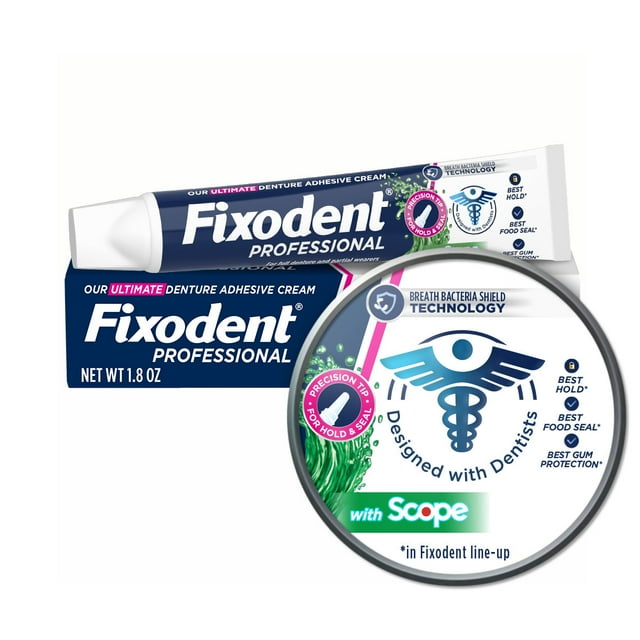 Fixodent Professional Plus Scope Denture Adhesive Cream, 1.8 oz ...