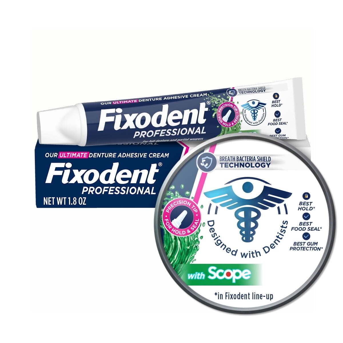 Fixodent Professional Plus Scope Denture Adhesive Cream, 1.8 oz ...