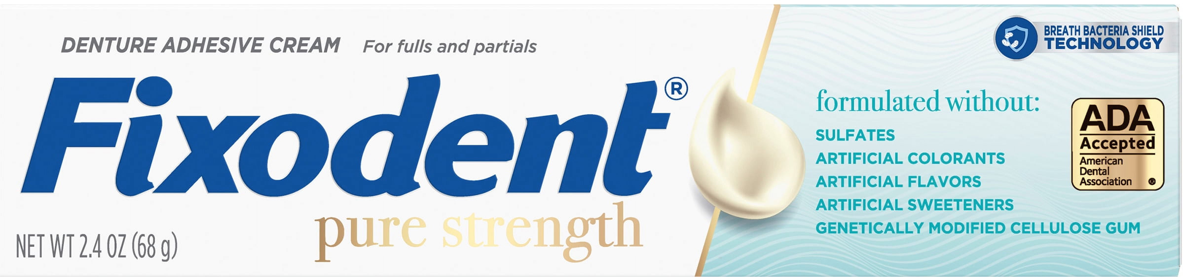Fixodent Pure Strength Denture Adhesive Cream, 2.4 oz - Walmart.com