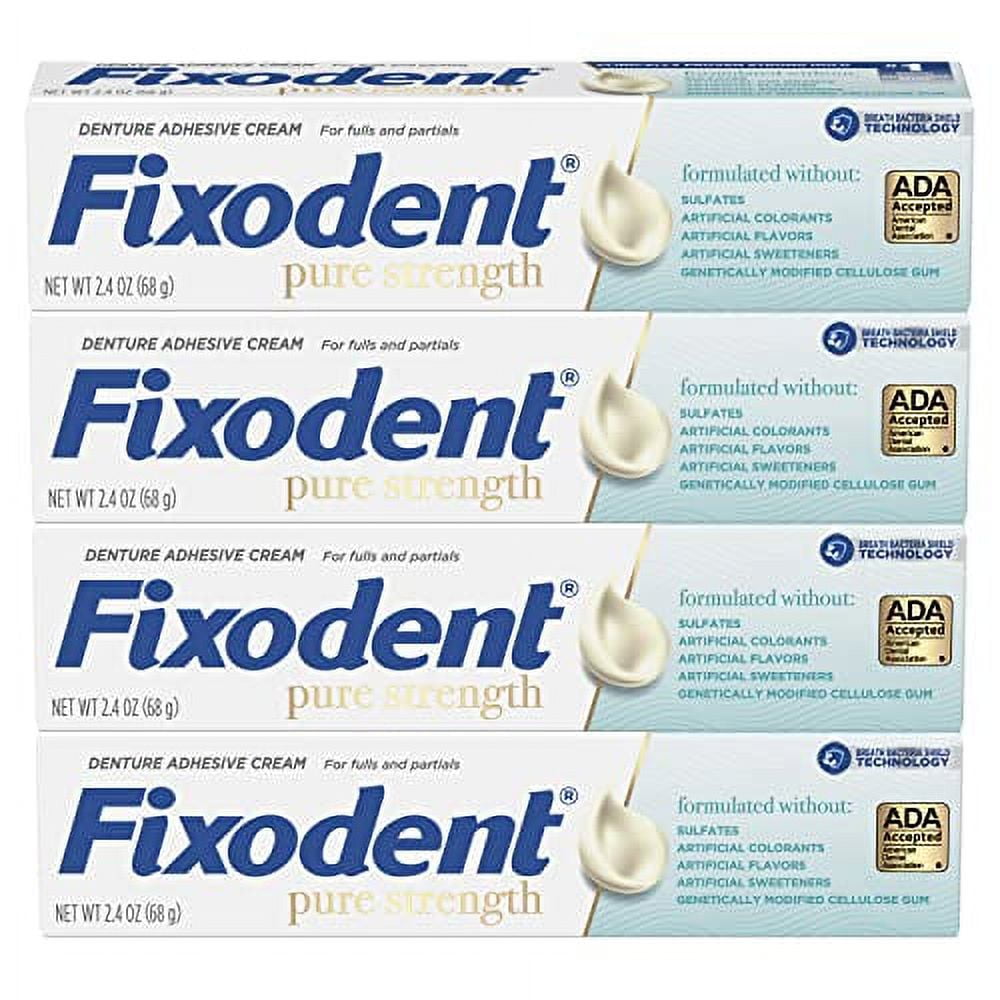 Fixodent Pure Strength Secure Denture Adhesive Cream for Full and ...