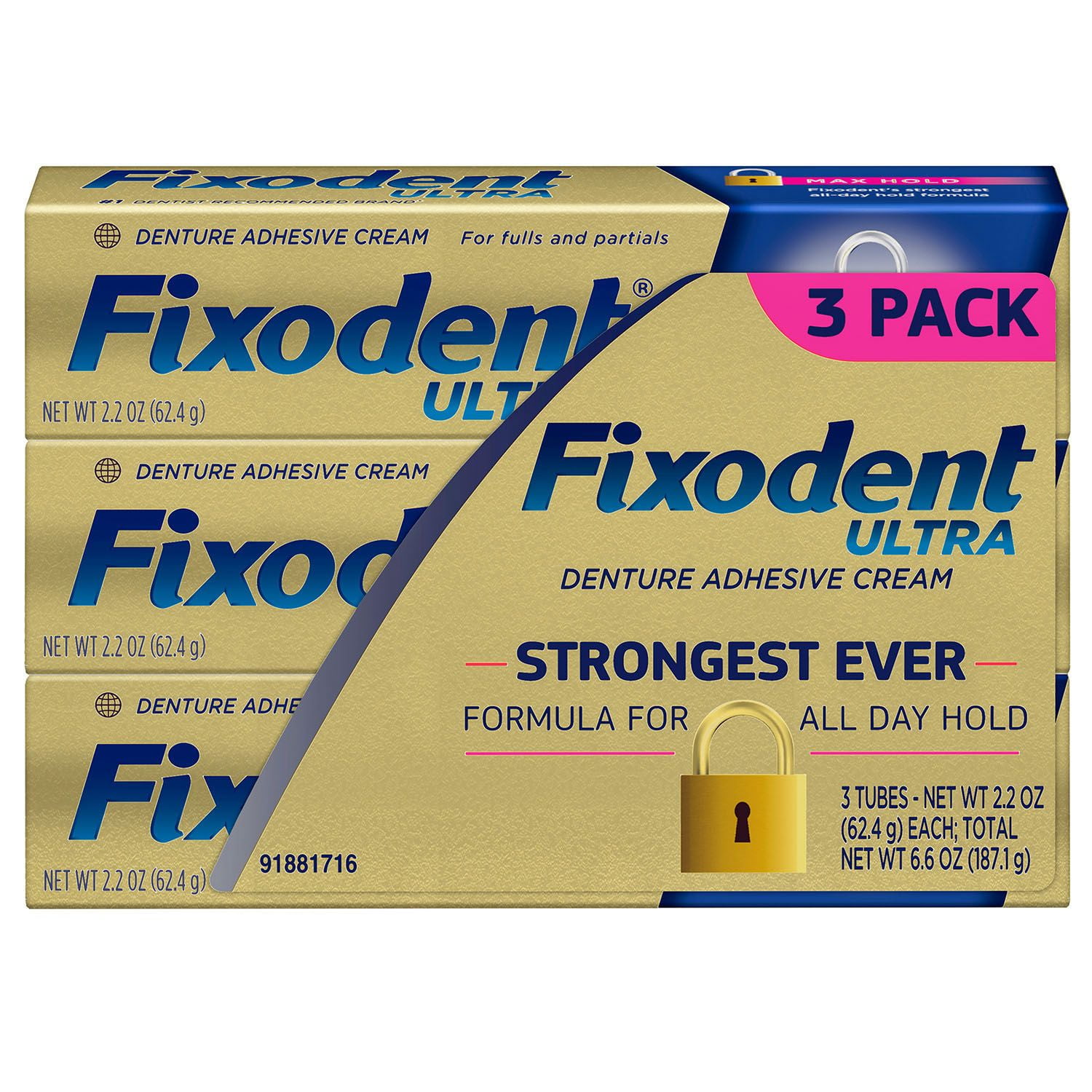 Fixodent Ultra Max Hold Denture Adhesive, Strongest All-Day Hold ...