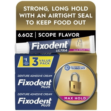 Secure Denture Adhesive, Waterproof & Unflavored, 12HR Holding Power ...