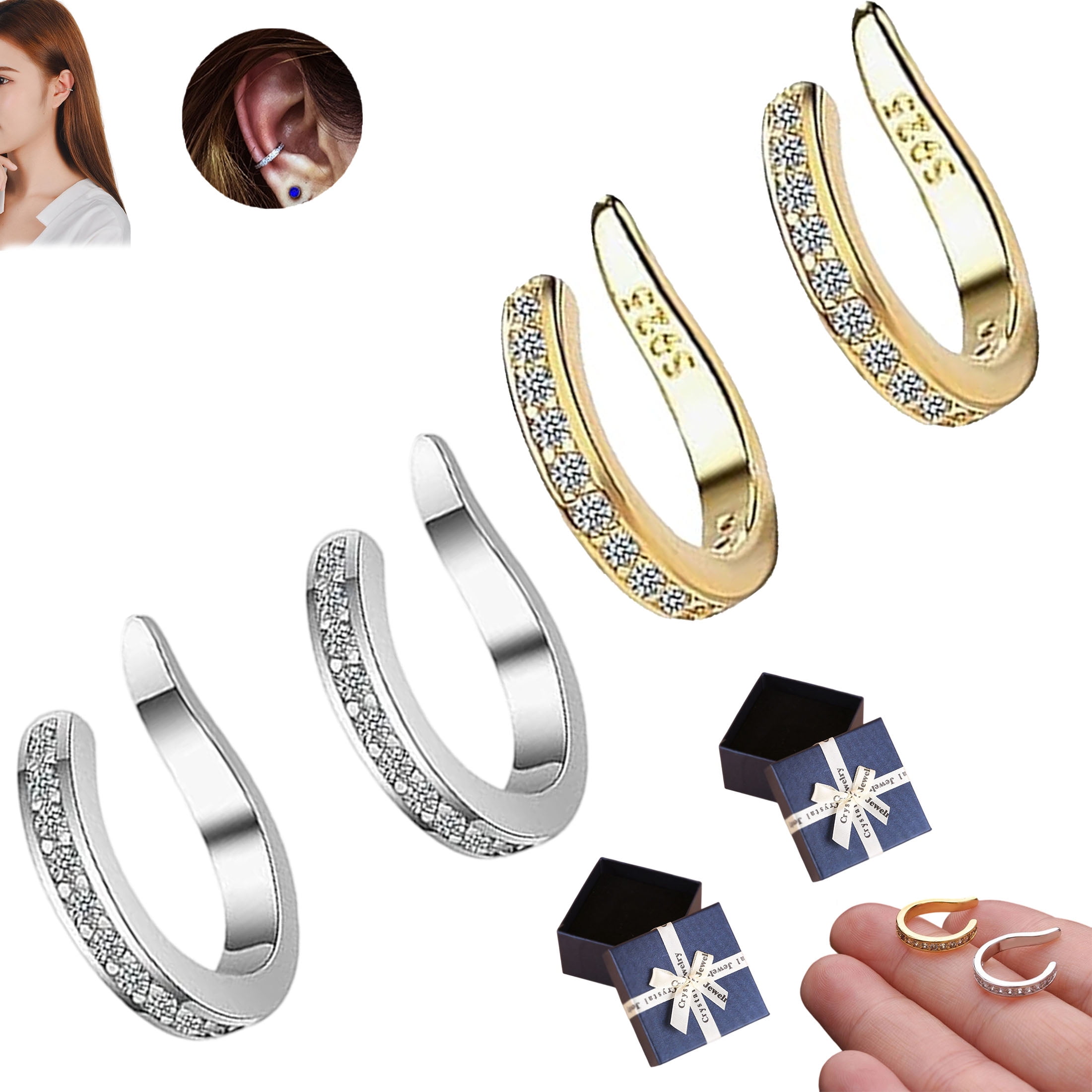 Fixura Ear Clips - Ear Corrector Clip & Clip On Earrings - Pierceless ...