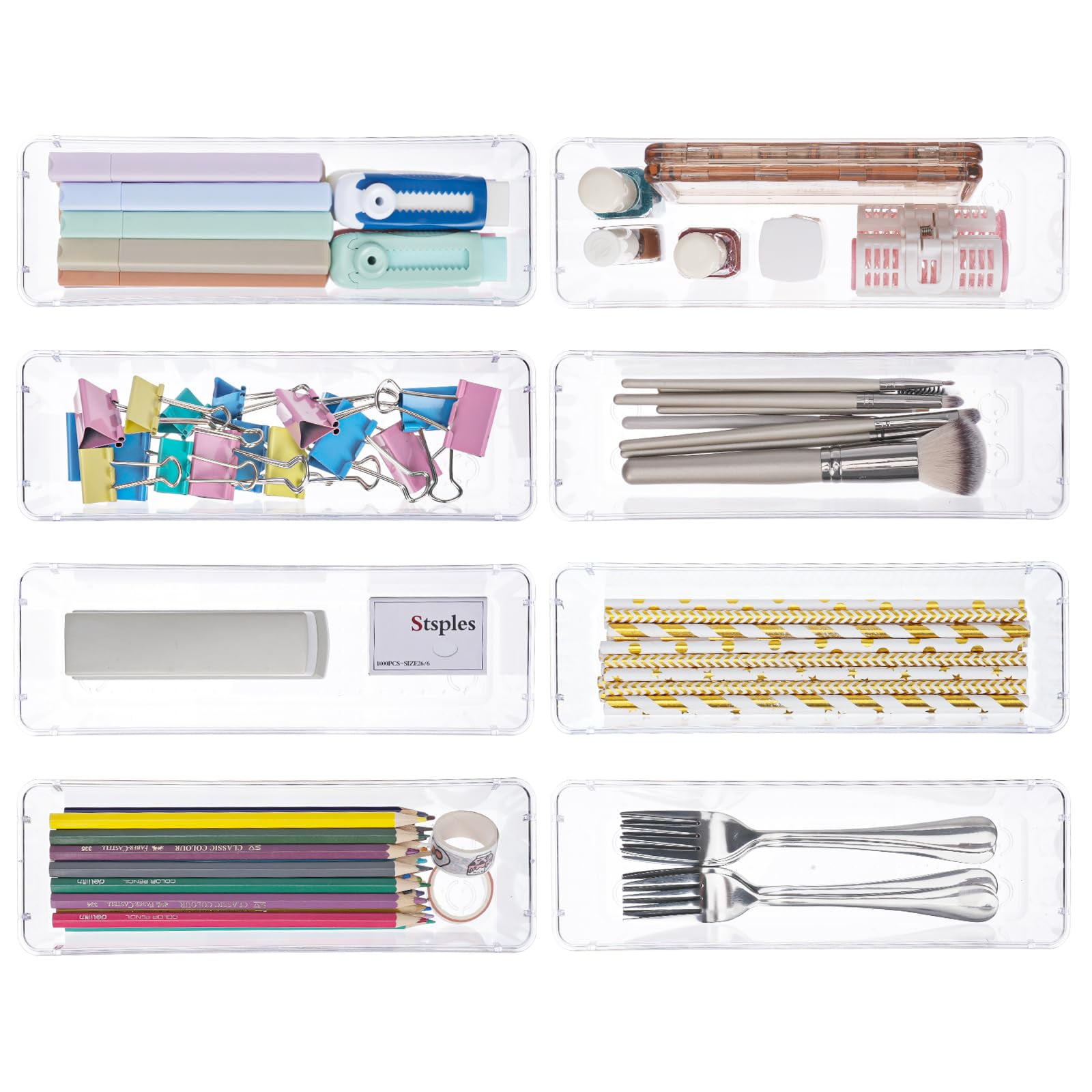 Fixwal 8 PCS Clear Drawer Organizers, 9 x 3 x 2 Plastic Rectangular ...
