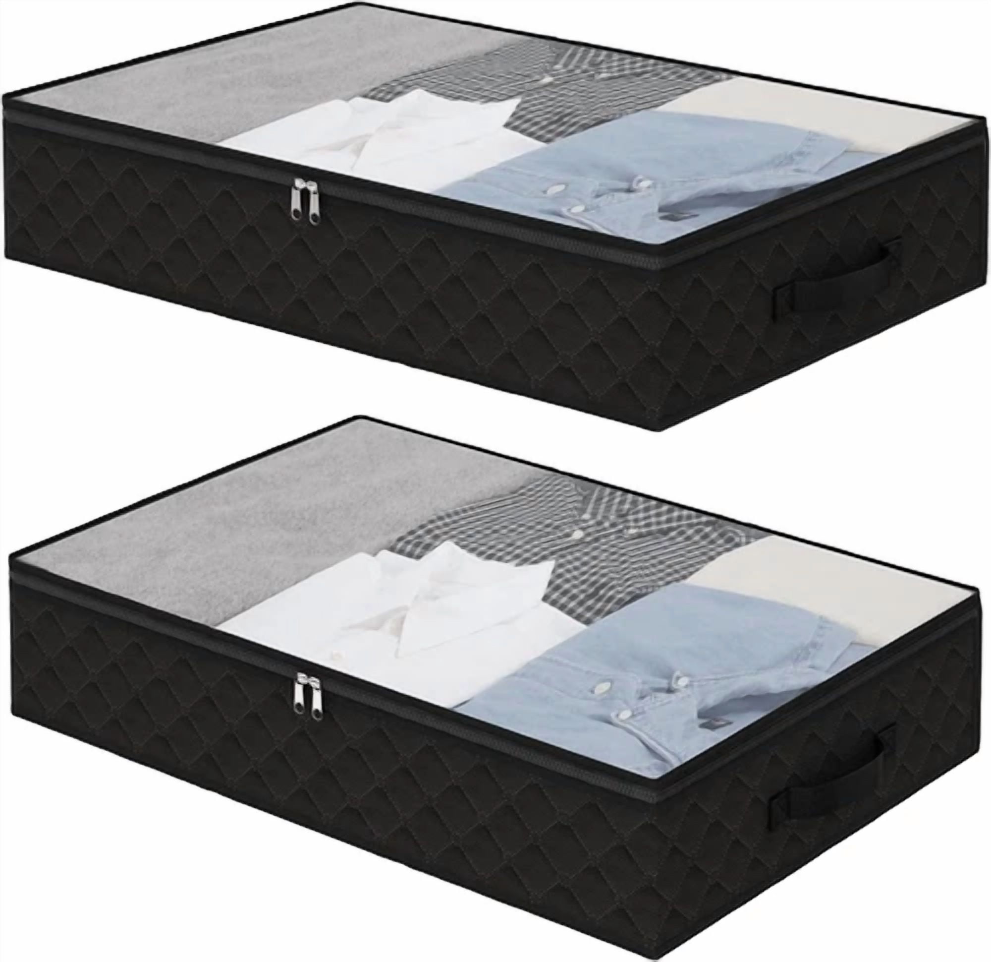 Fixwal Black Underbed Storage Bags with Clear Window and 2 Reinforced ...
