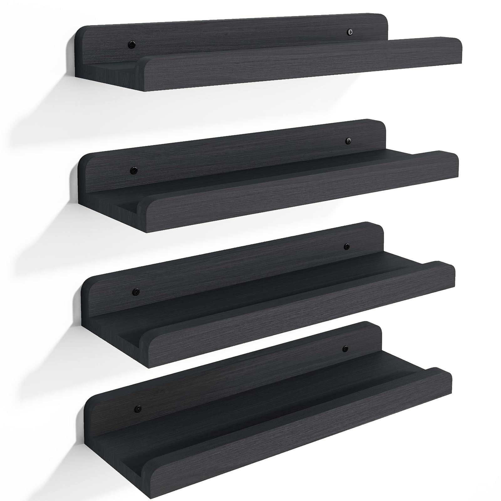 Fixwal Floating Shelves, Rustic Wood Shelves, 4 Sets of Wall Mounted ...