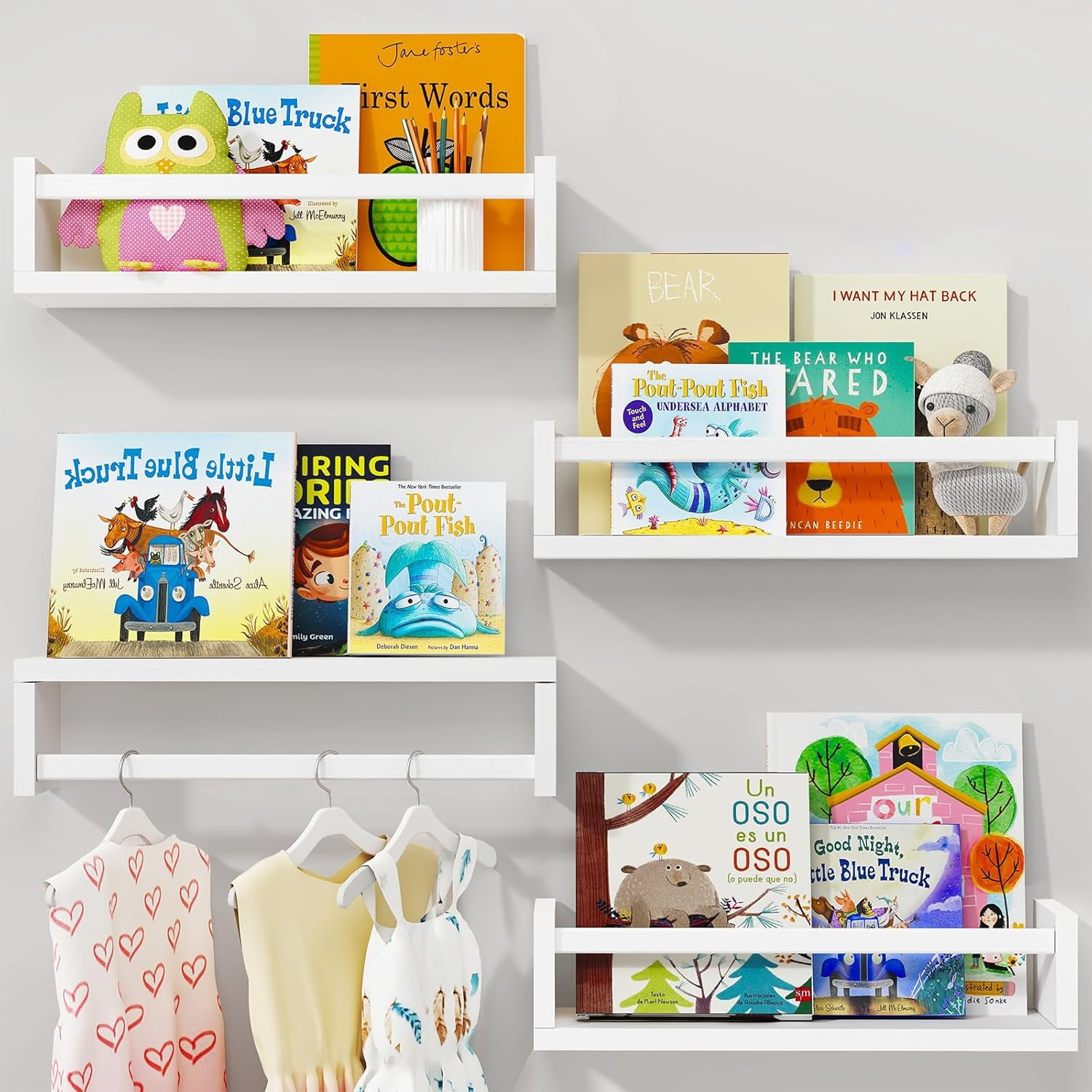 Fixwal Nursery Book Shelves, 16.5 Inch Floating Bookshelves for Nursery ...