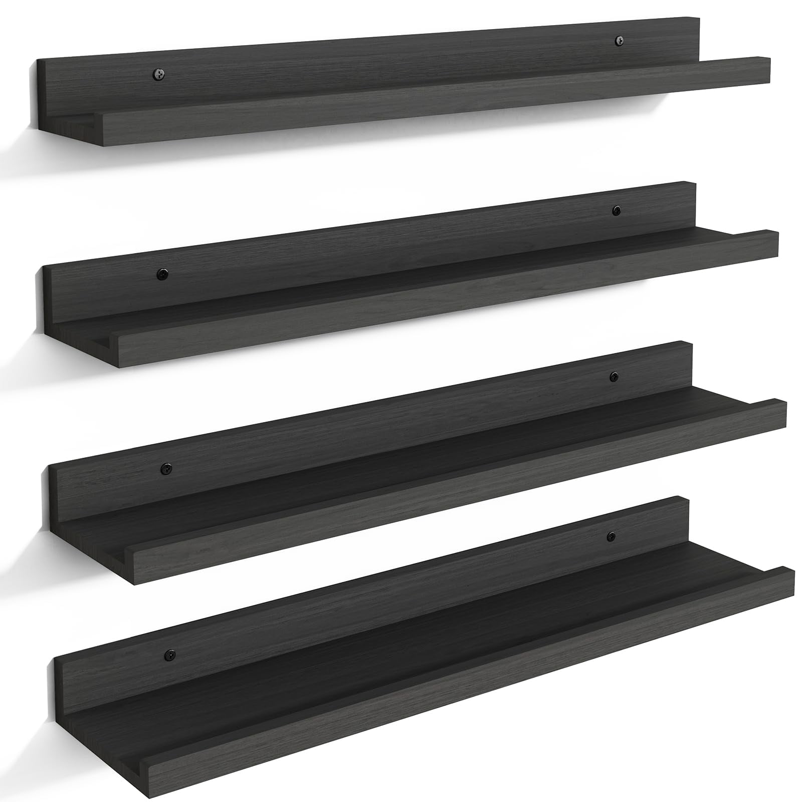Fixwal U-Shaped Floating Shelves Set of 4, 24 Inch Modern Wall Mounted ...