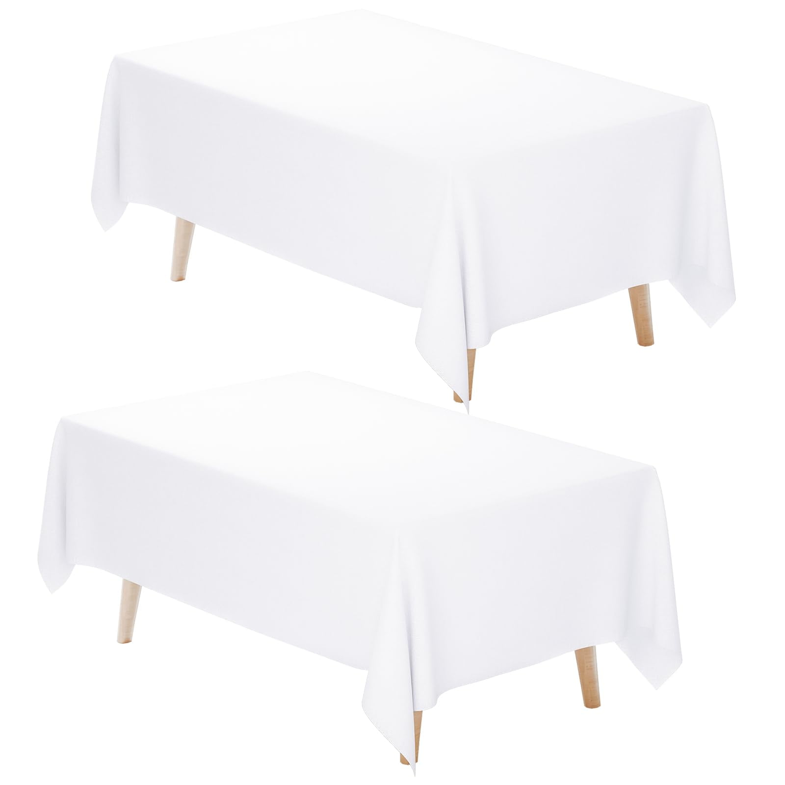 Fixwal White Tablecloth Rectangle 60 x 102 Inch, 2 Pack 6ft Polyester ...