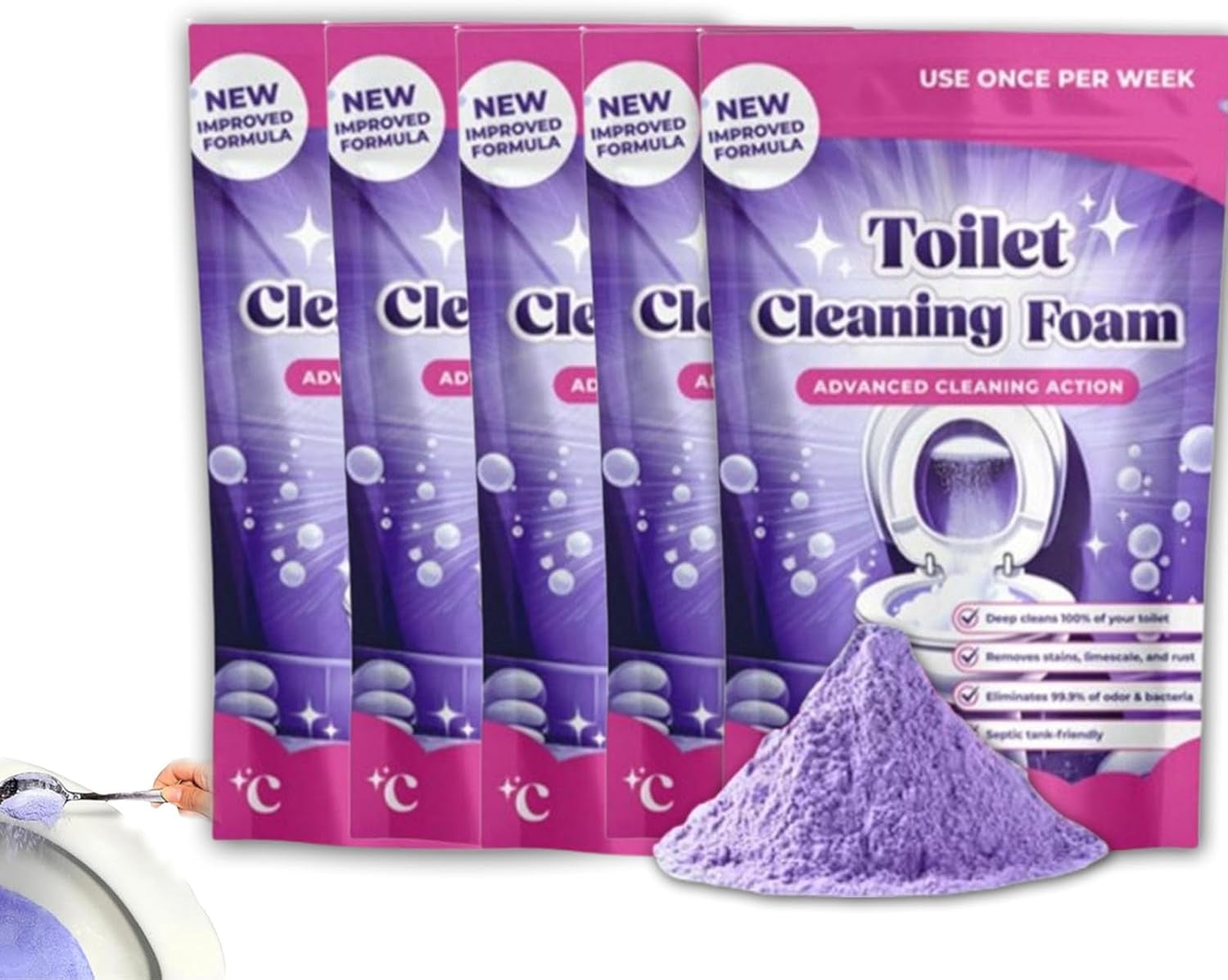 Fizzclean Toilet Cleaner, Insta-Action Fizzclean Foam For Sparkling ...
