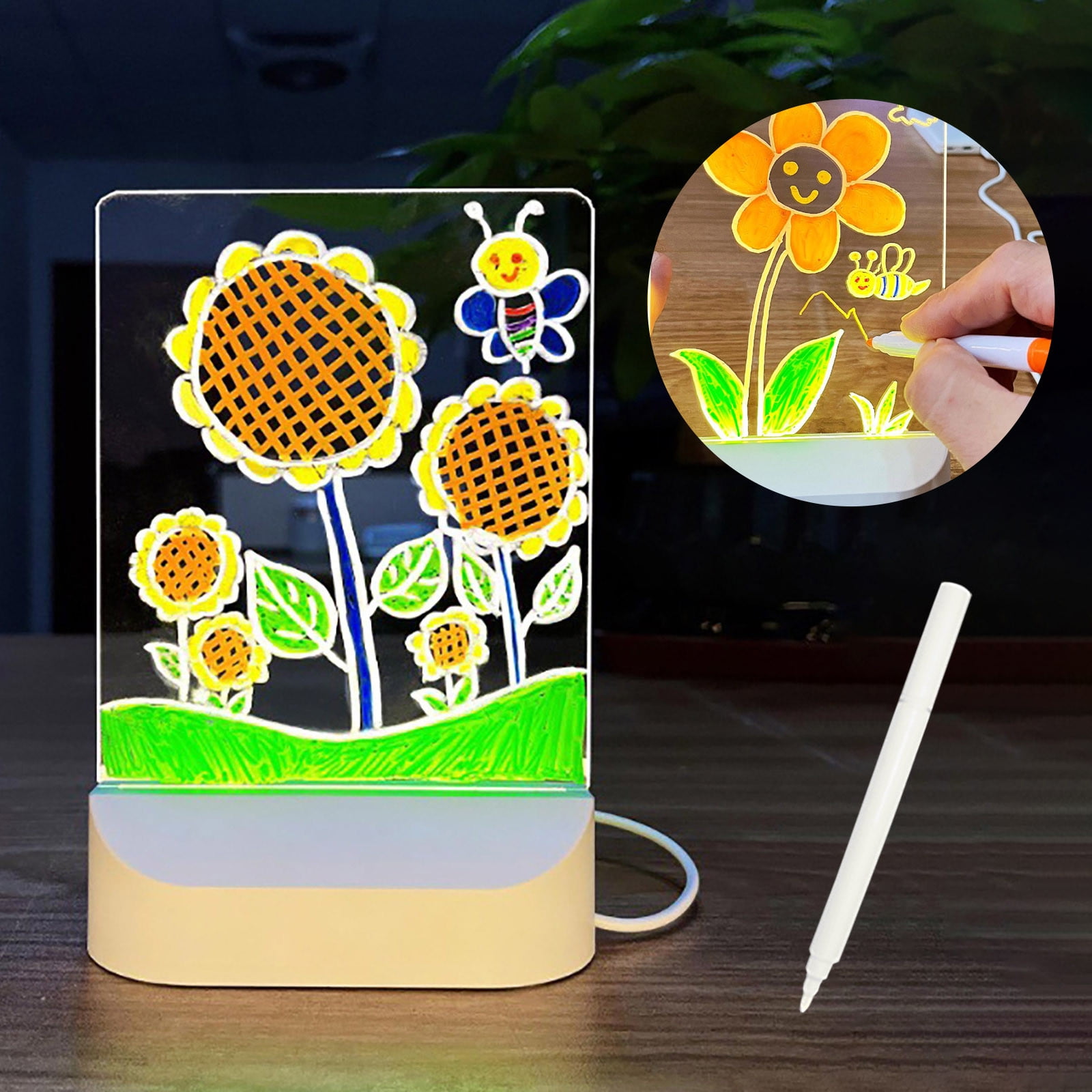 Fjnjuu Baby Toys 6-12 Months, LED Writing Board with Whiteboard Pen ...