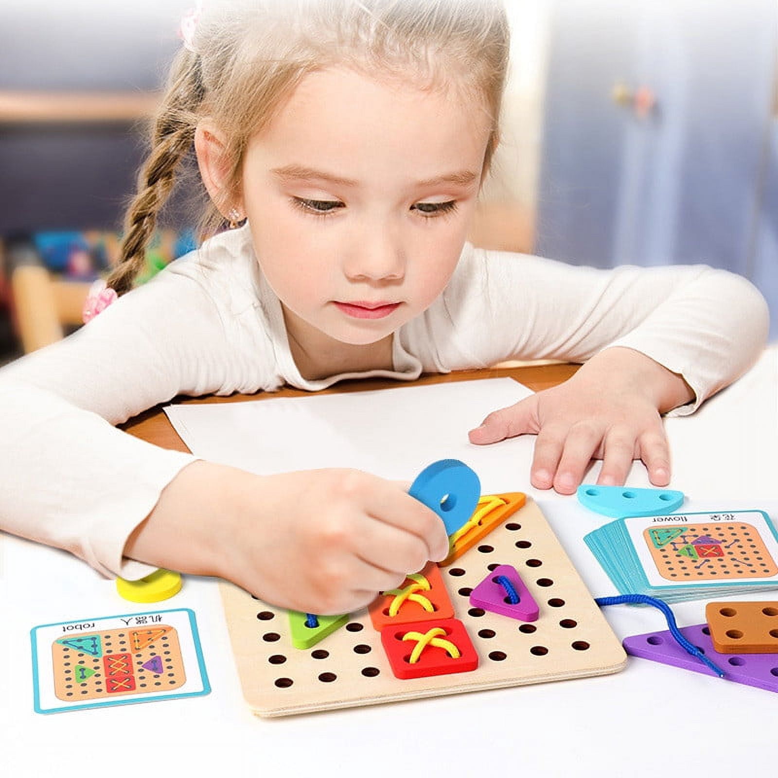 Fjnjuu Building Blocks Toys for Toddlers 1-3, Letter Bead Kids Building ...