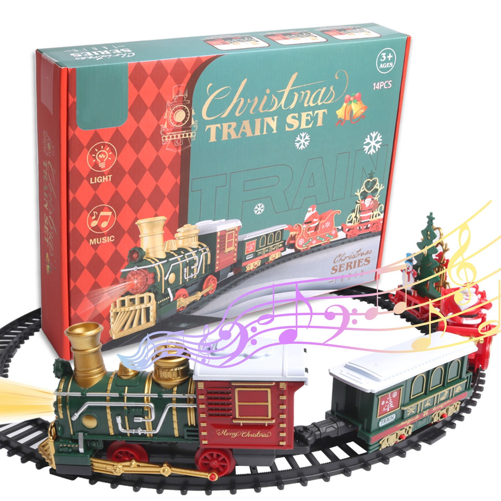 Fjnjuu Christmas Electric Train Children's Toy Mini Simulation Train ...