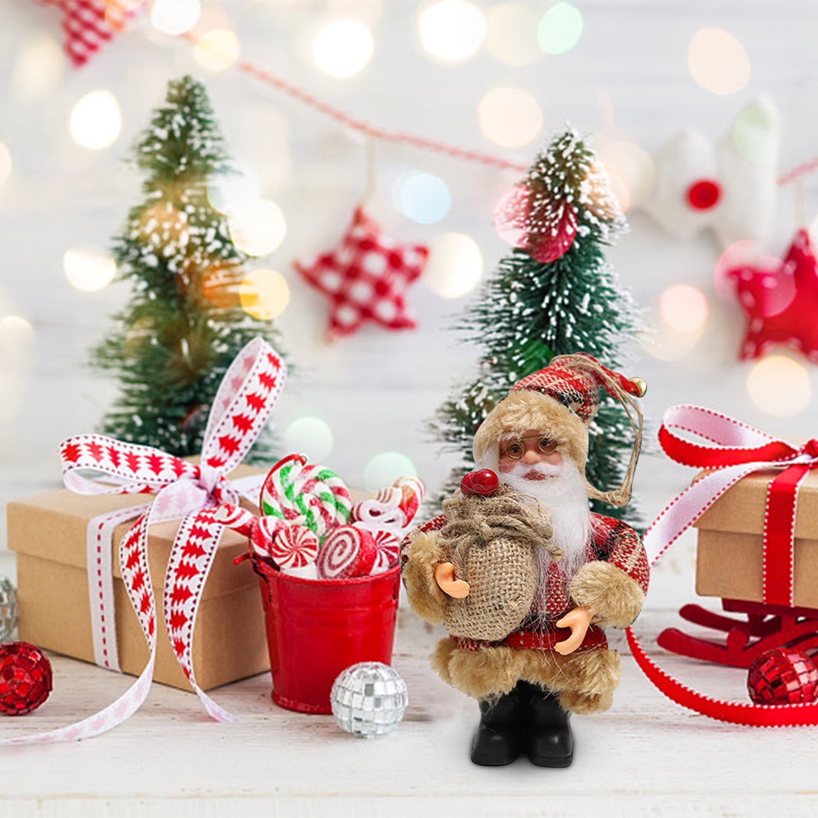 Fjnjuu Christmas Plush, Fabric Plush Standing Santa Claus Doll Doll ...