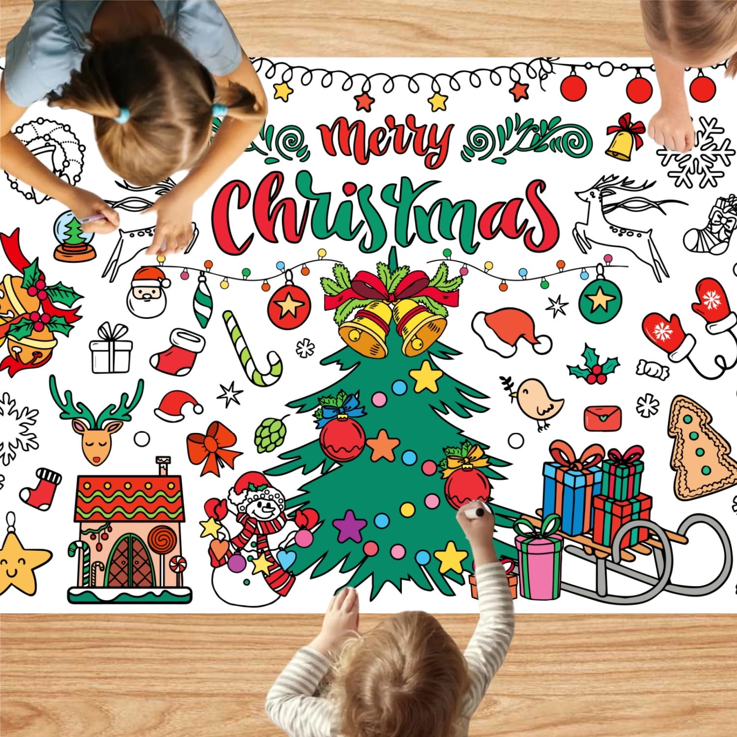 Fjnjuu Christmas Tree Giant Coloring Poster 30x72 Inch Christmas ...
