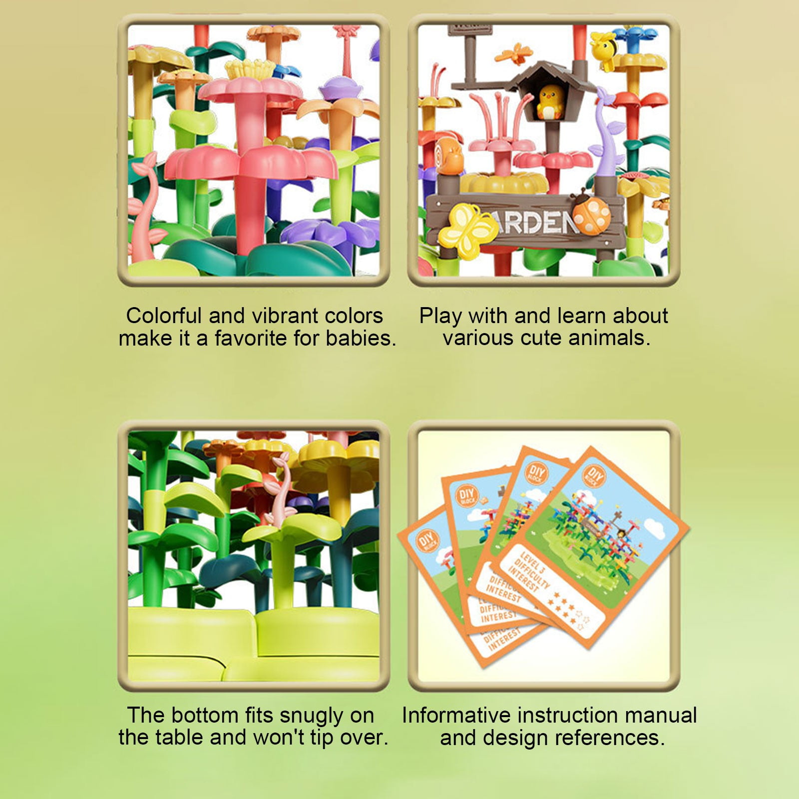 Fjnjuu Cognitive Learning Toy Building Blocks Flower Arrangement ...
