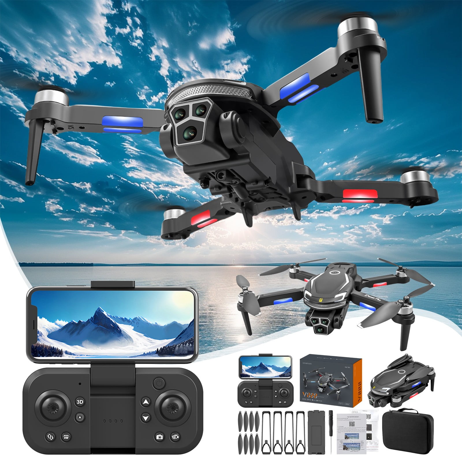 Fjnjuu Drones with Camera for Adults 4k, Advanced Toy Drone Thrilling ...