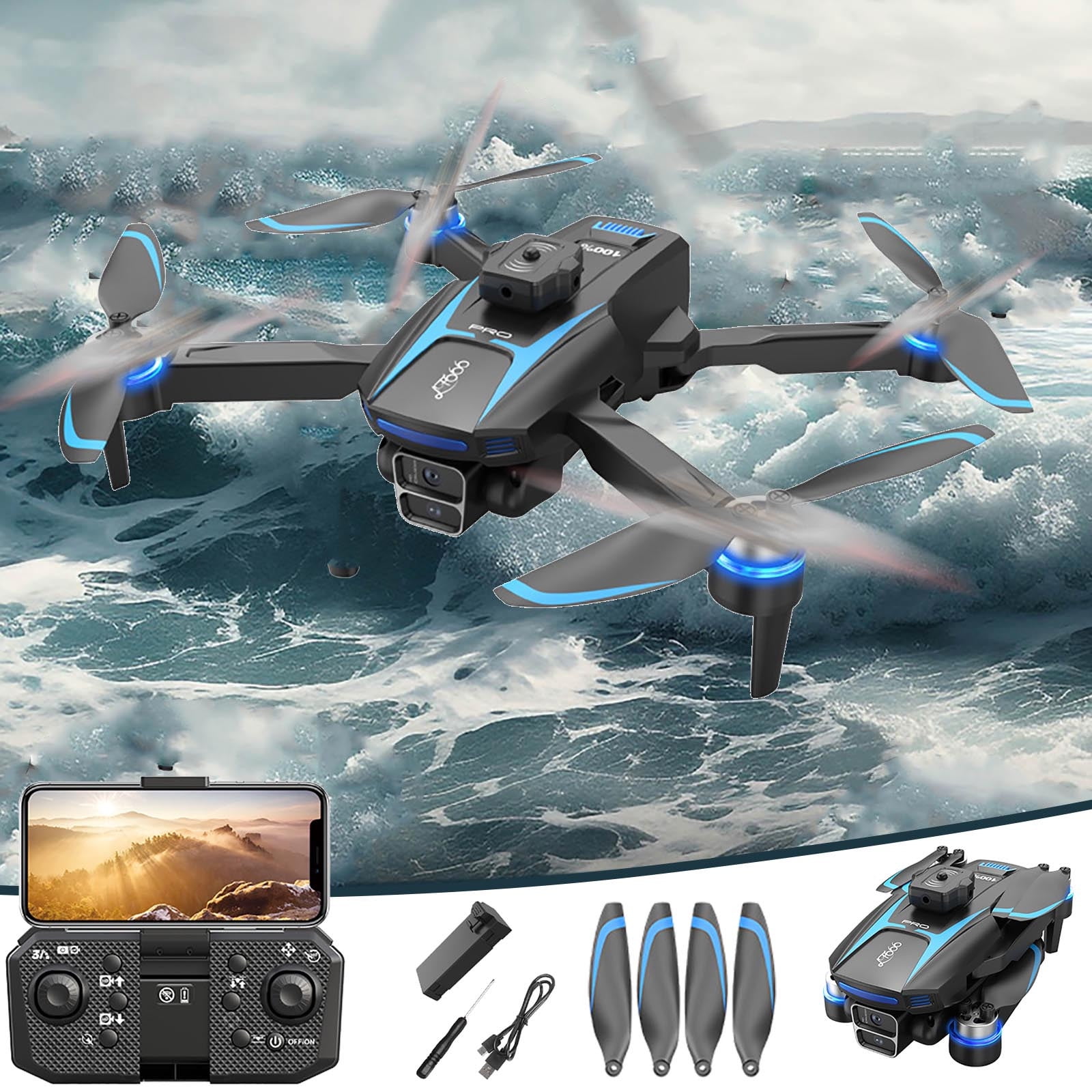 Fjnjuu Drones with Camera for Adults 4k, Brushless Aerial Photography ...