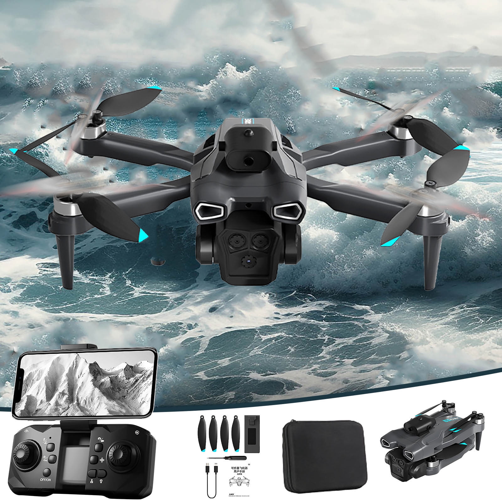 Fjnjuu Drones with Camera for Adults 4k, Unmanned Aerial Vehicle ...