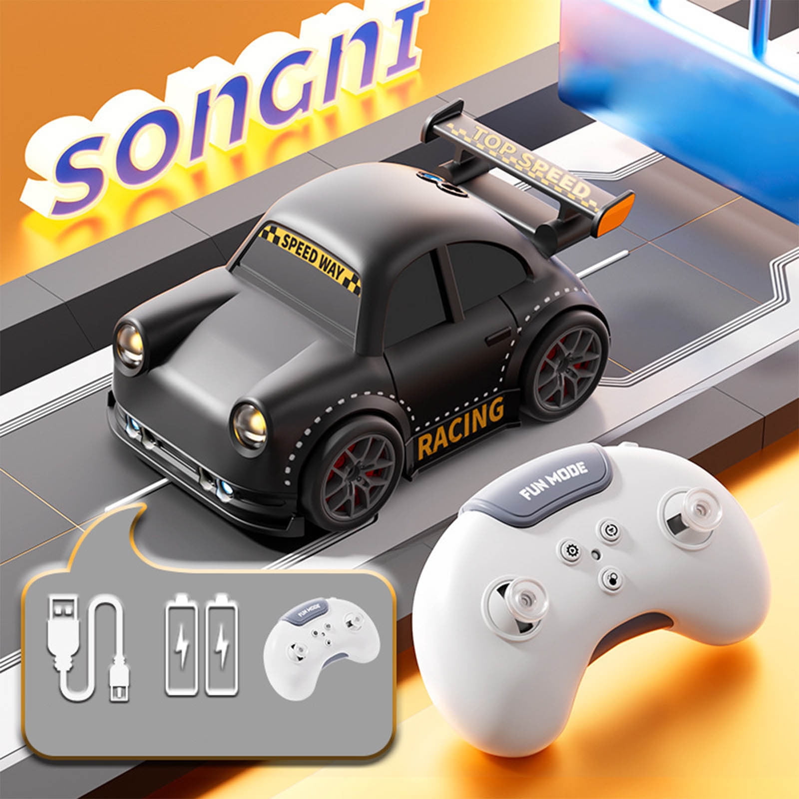 Fjnjuu Toy Car Smart Induction Sound and Light Drift Three - Mode Car ...