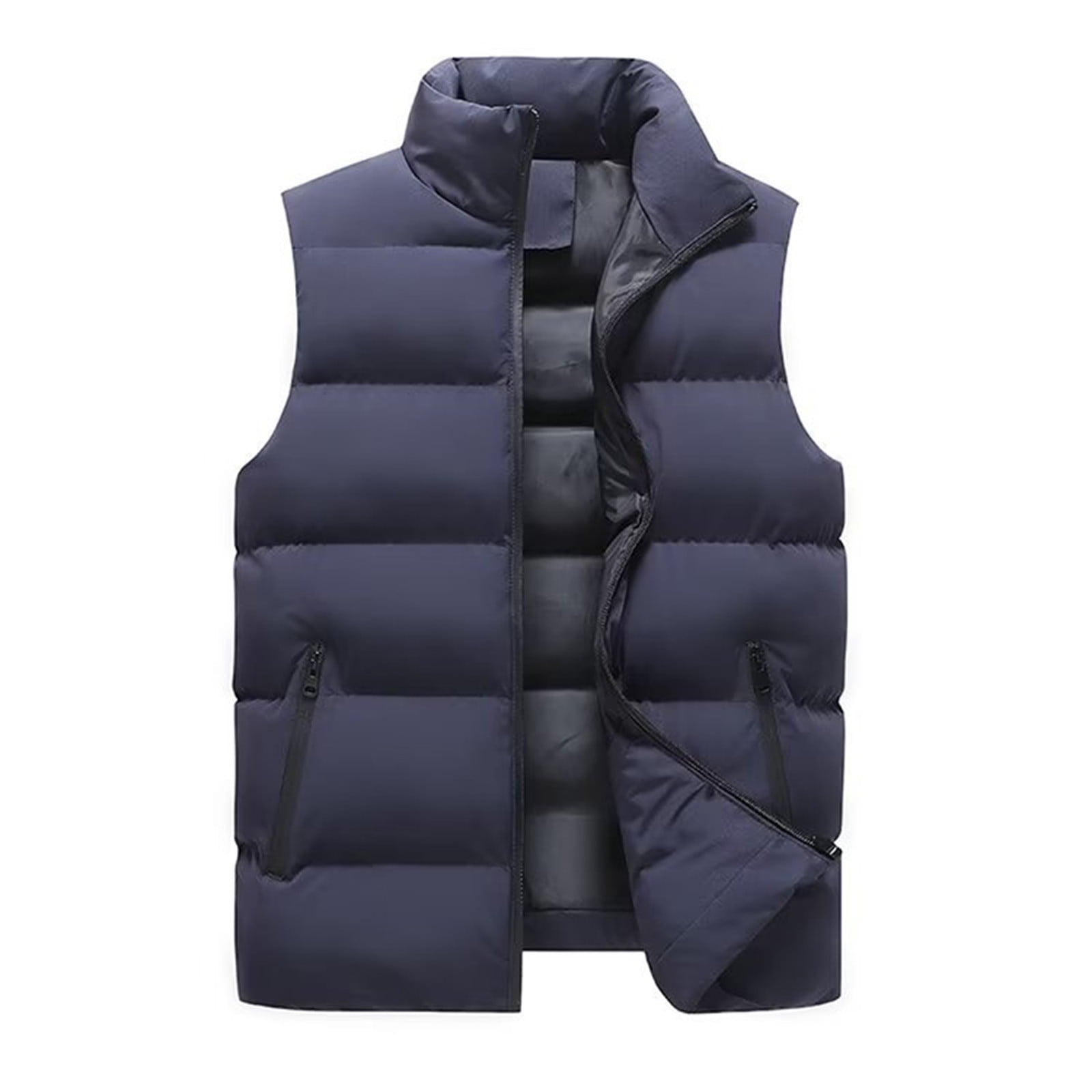 Fjofpr Blue Vest for Men Puffer Vest for Men with Pockets Men Stand ...