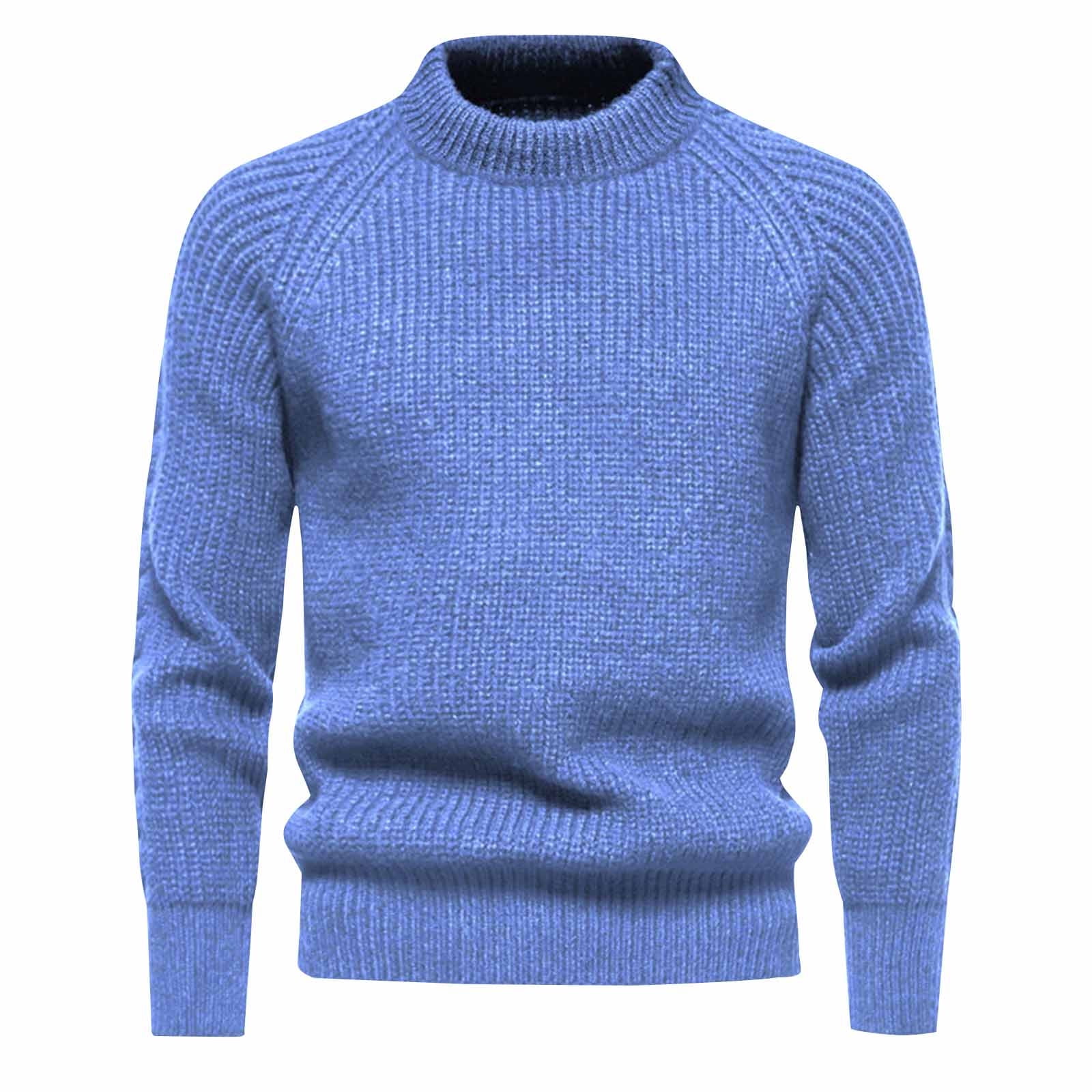 Fjofpr Cyber & Monday Deals Mens Sweaters Casual Soft Man Leisure Time Solid Color Round Neck ...