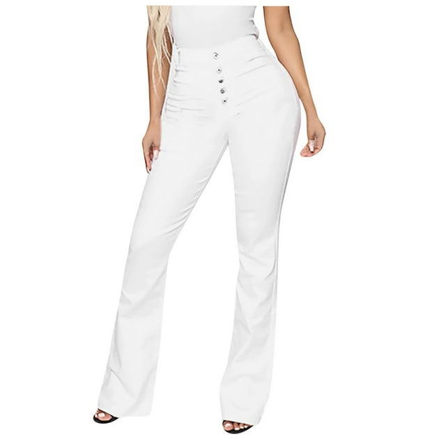 Fjofpr Fall Pants Womens Skinny Jeans Plus Size High Waist Jean Button ...