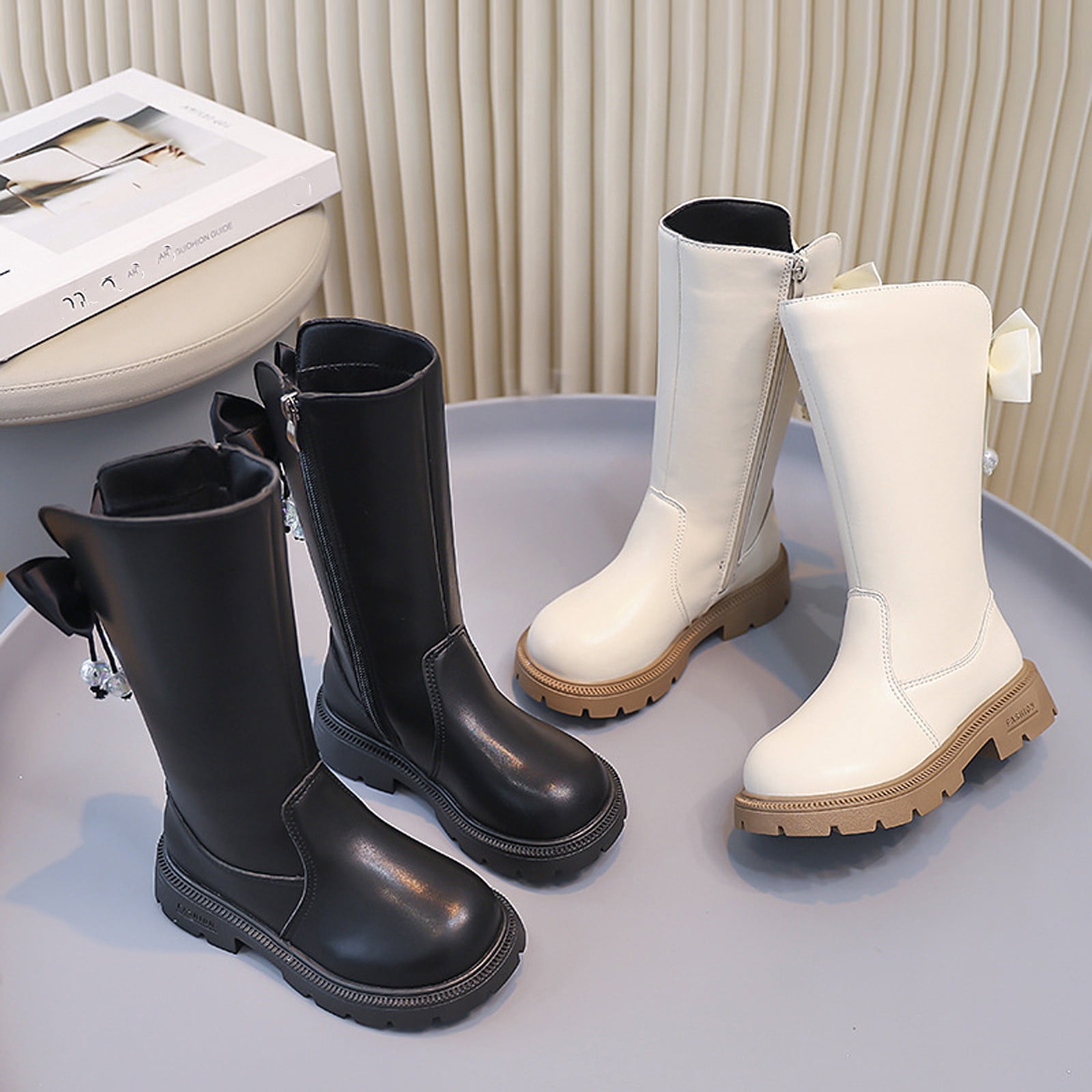 Fjofpr Girls Shoes Big Girls Boots Size 1 Leather Girls Winter Boots ...