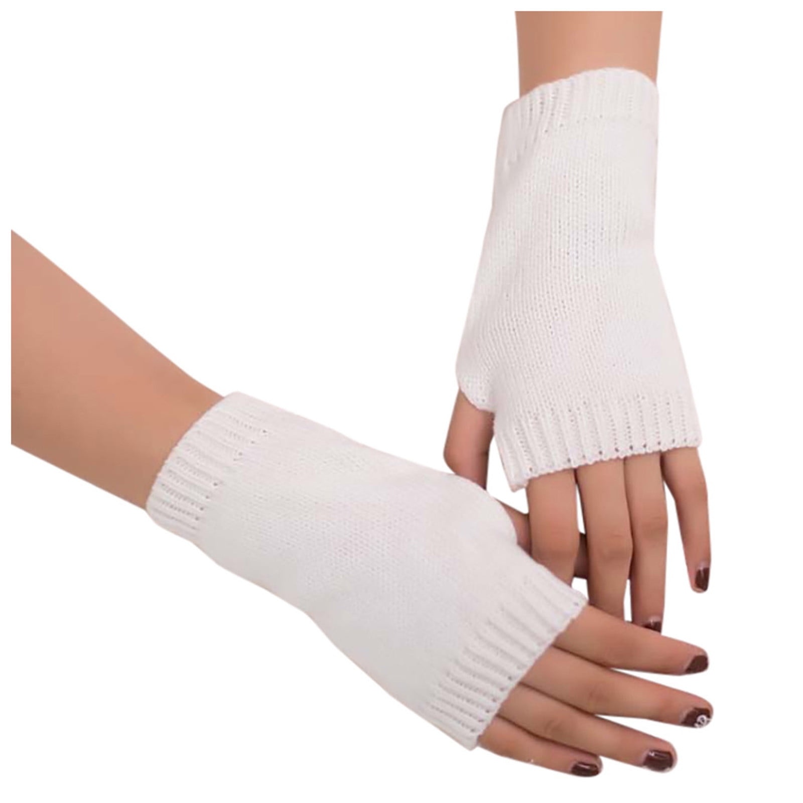 Fjofpr Knit Gloves Women under $ 5 Knit Hand Warm Fingerless Mitten for ...