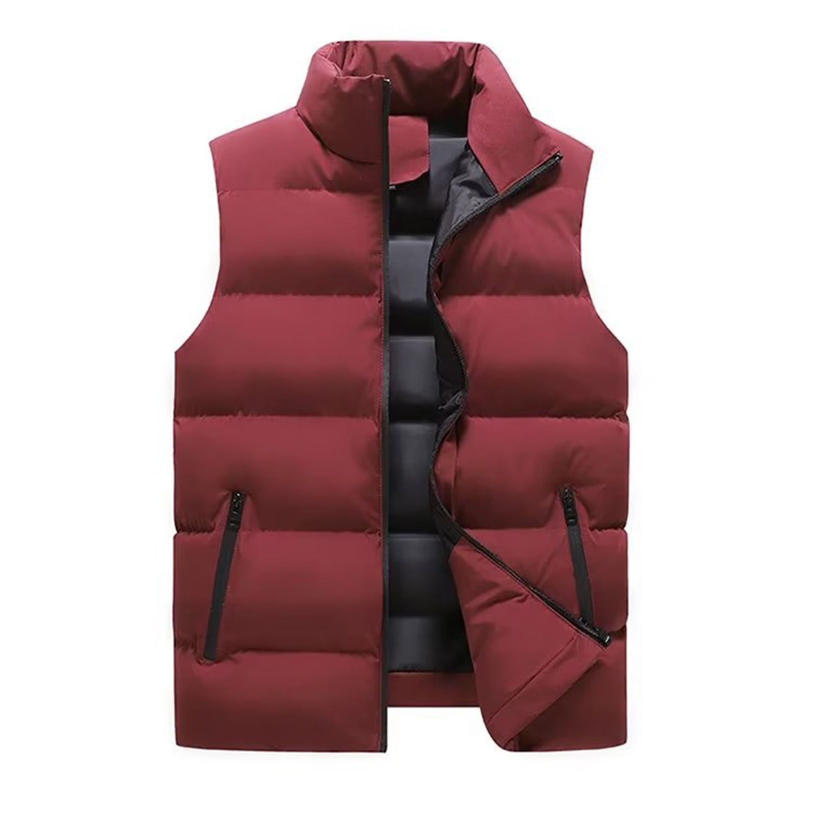 Fjofpr Men Vest Jacket Winter Red Vest for Men Puffer Men Stand Collar ...